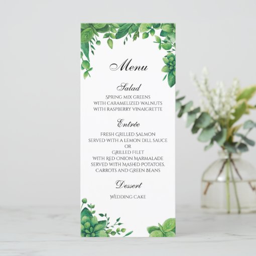 Green wedding menu outdoor. Summer dinner menu | Zazzle