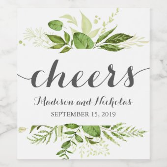 Green Wedding Wine Labels, Rustic Greenery Wine Label | Zazzle