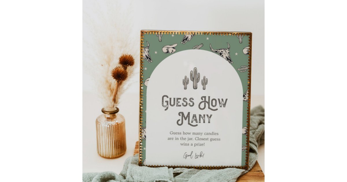 Green Western Guess How Many Sign | Zazzle