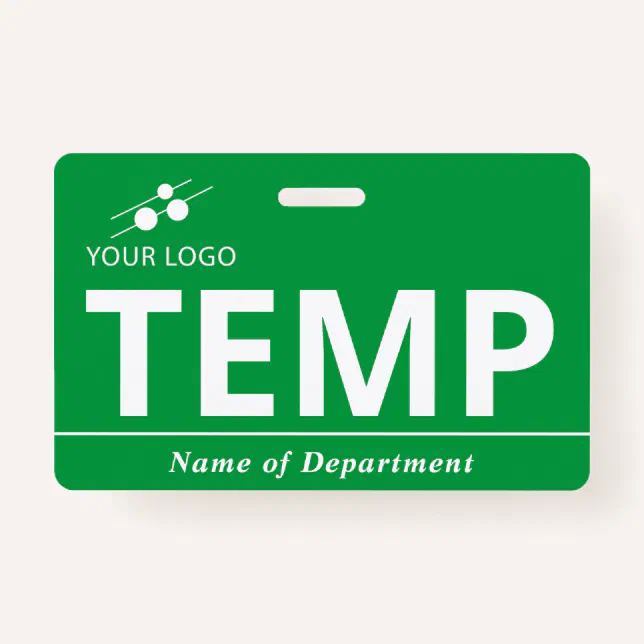 Green White Add Your Logo Temp Badge | Zazzle