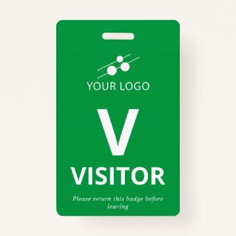 Green White Add Your Logo Visitor Badge | Zazzle