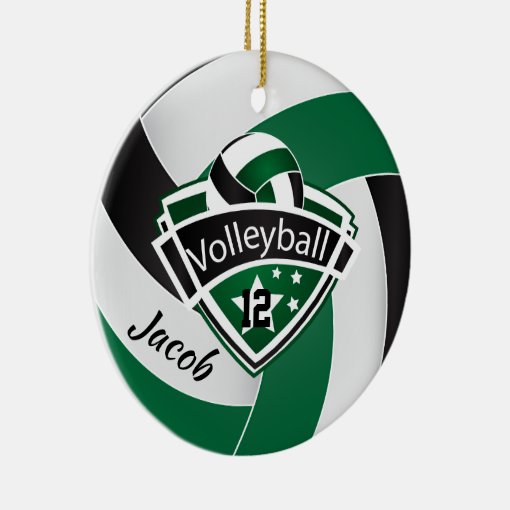 Green, White and Black Volleyball Ceramic Ornament | Zazzle