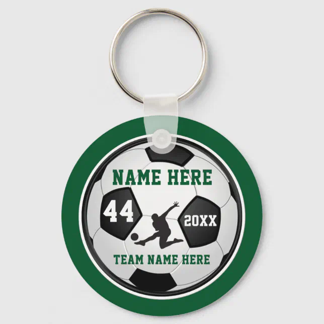 Green, White, Black Personalized Soccer Keychains | Zazzle