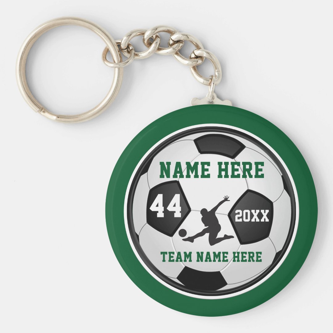 Green, White, Black Personalized Soccer Keychains | Zazzle