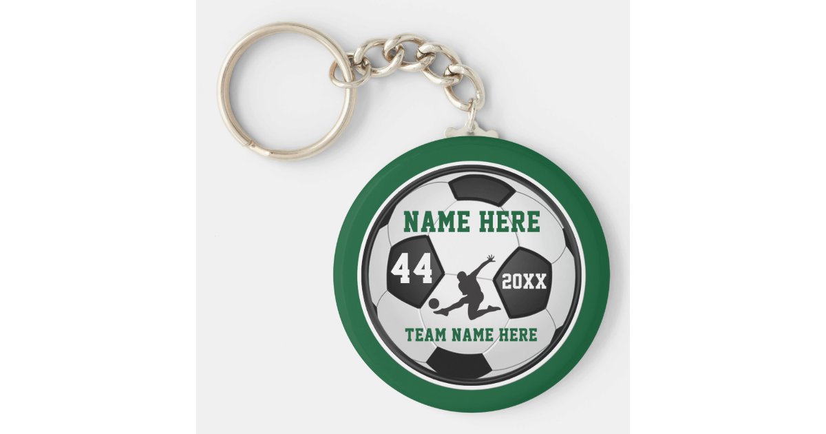 Green, White, Black Personalized Soccer Keychains | Zazzle