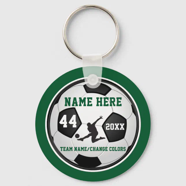 Green, White, Black Personalized Soccer Keychains | Zazzle