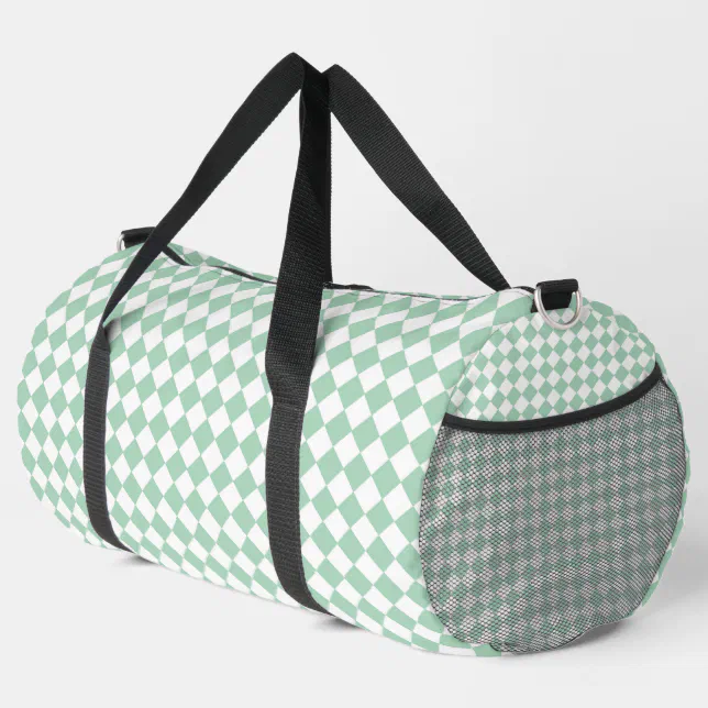 Green White Checker Diamond Pattern Large Duffle Bag | Zazzle