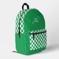 Green White Checkerboard Check Pattern Logo Printed Backpack | Zazzle