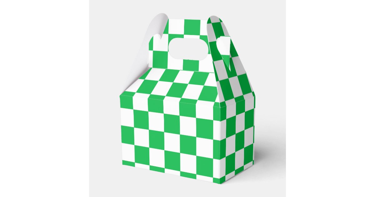 Green White Checkered Check Pattern Favor Boxes | Zazzle