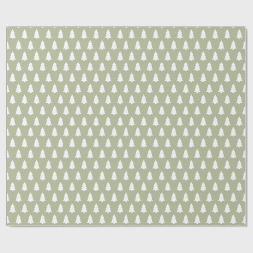Green White Christmas Tree pattern Wrapping Paper | Zazzle