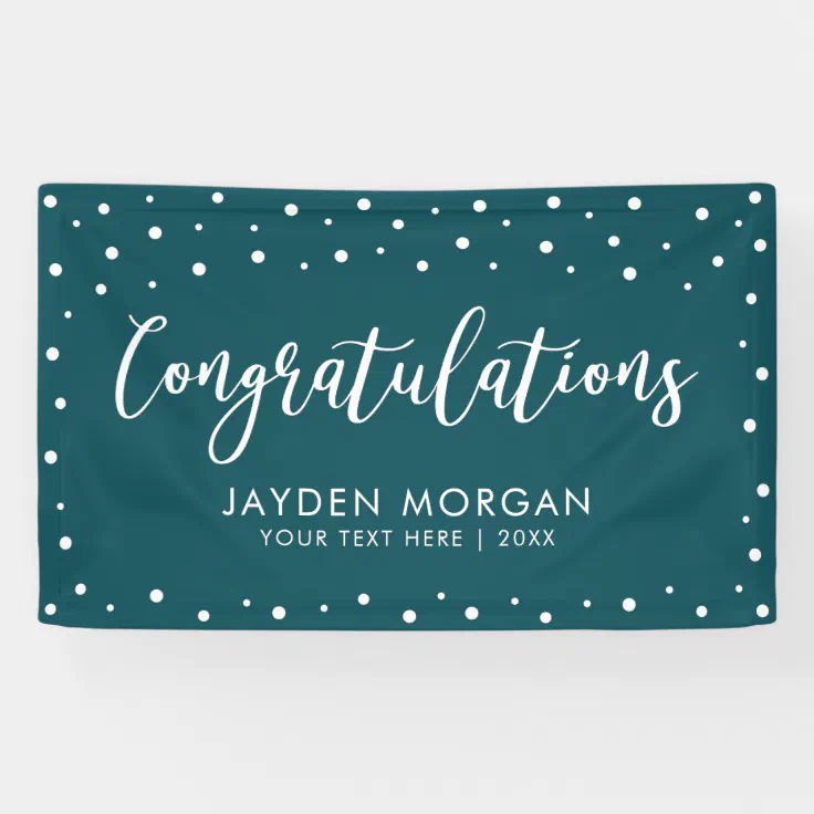 Green & White | Congratulations Party Event Banner | Zazzle