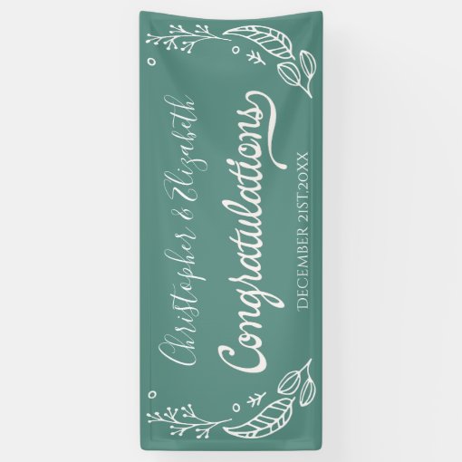 Green White Elegant Chic Wedding Congratulations Banner | Zazzle