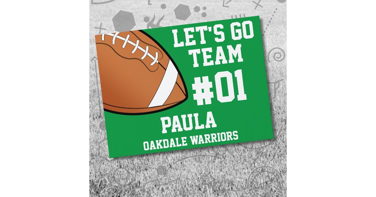 Green White Football Team Sign | Zazzle