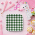 Green White Gingham Pattern Paper Plates | Zazzle