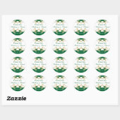 Green, White, Gold Scrolls Wedding Favor Sticker | Zazzle