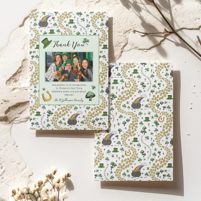Green & White St Patricks Irish Thank You Card | Zazzle