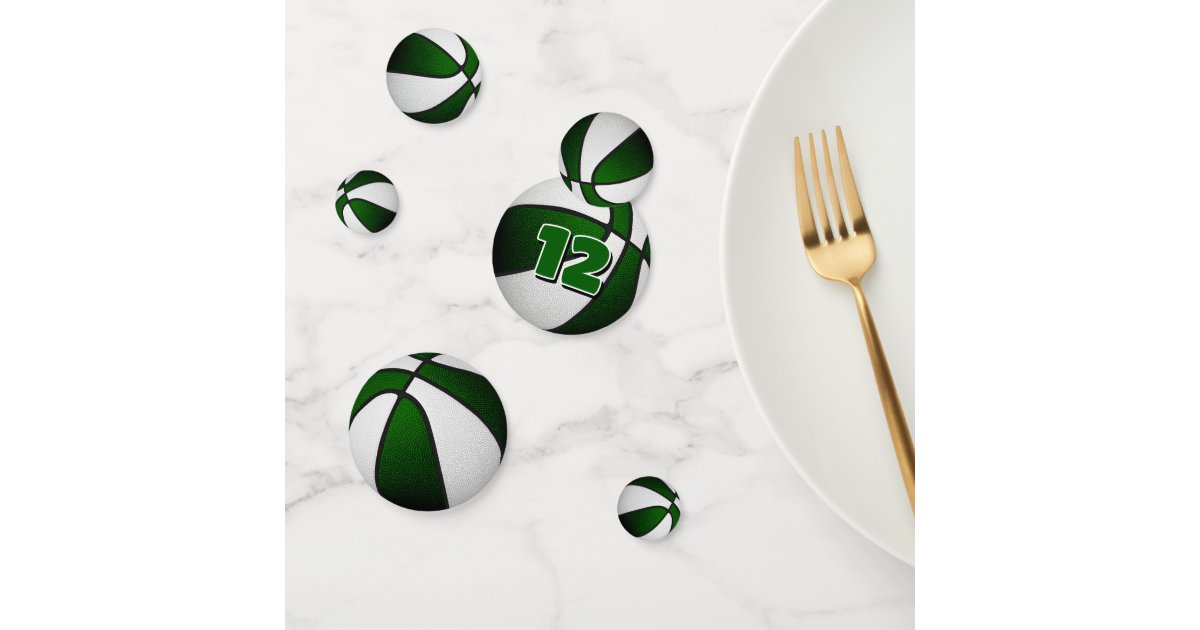 green white team colors basketball party confetti | Zazzle
