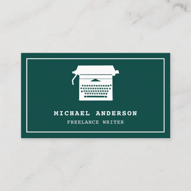 Green White Vintage Typewriter Professional Writer Business Card | Zazzle