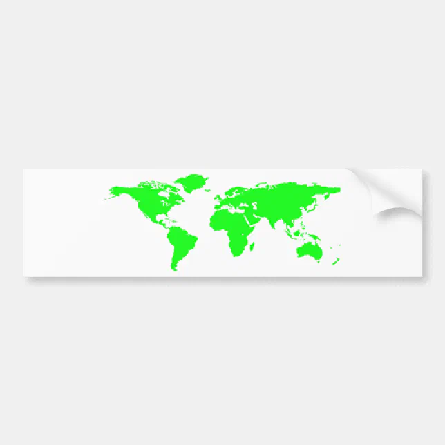 Green White World Map Bumper Sticker | Zazzle