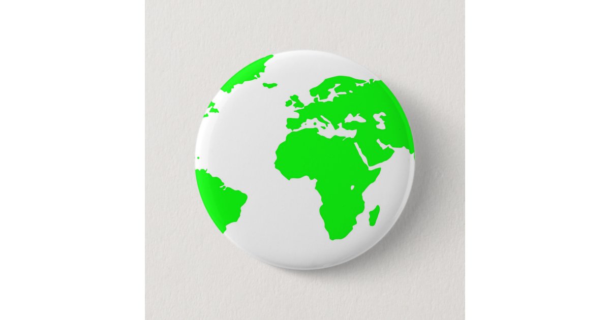 Green White World Map Button | Zazzle