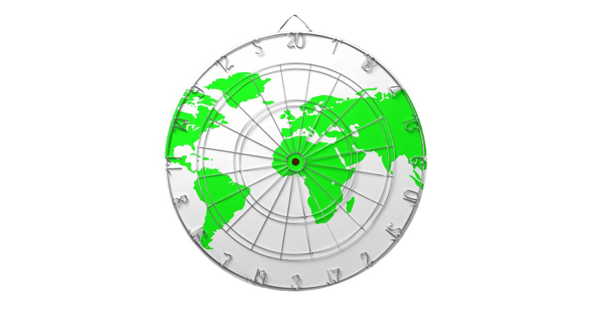 Green White World Map Dart Board | Zazzle
