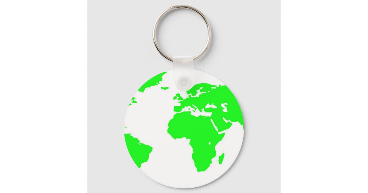 Green White World Map Keychain | Zazzle