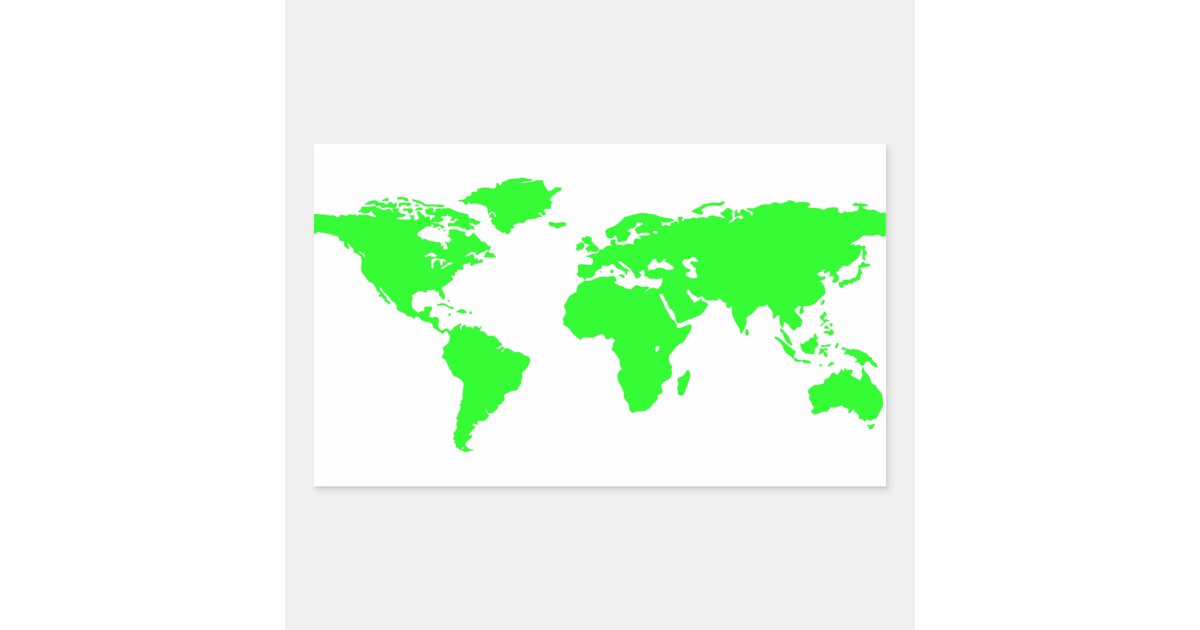 Green White World Map Rectangular Sticker | Zazzle