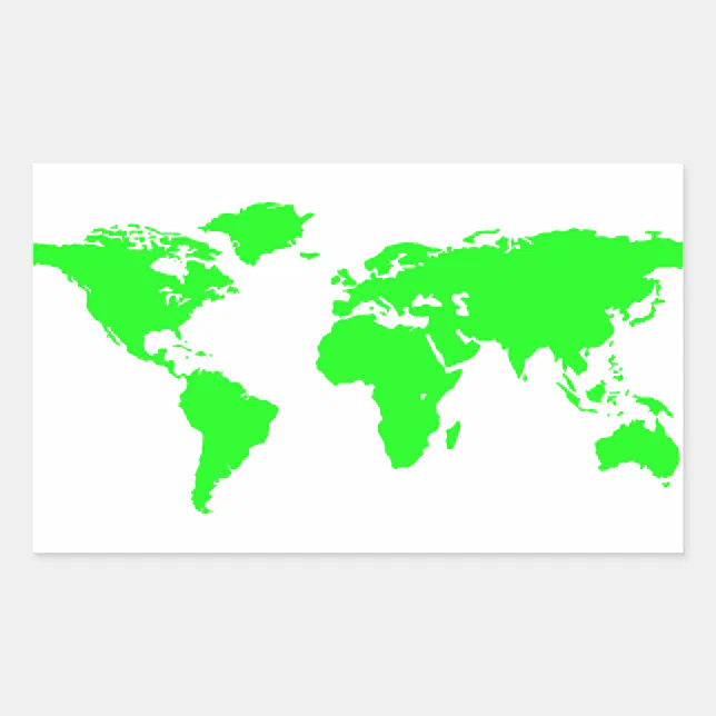 Green White World Map Rectangular Sticker | Zazzle
