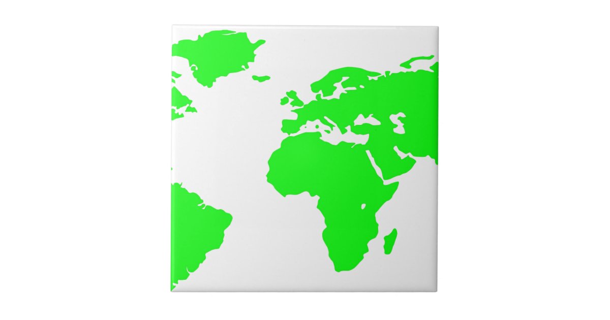 Green White World Map Tile | Zazzle