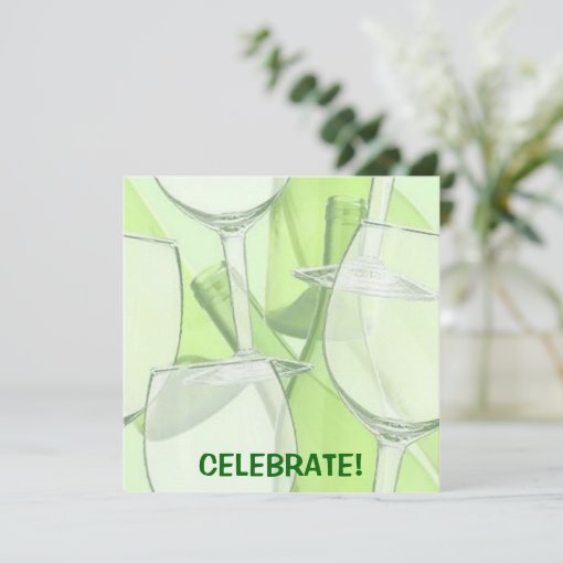 Green Wine Glass Party Invitation | Zazzle