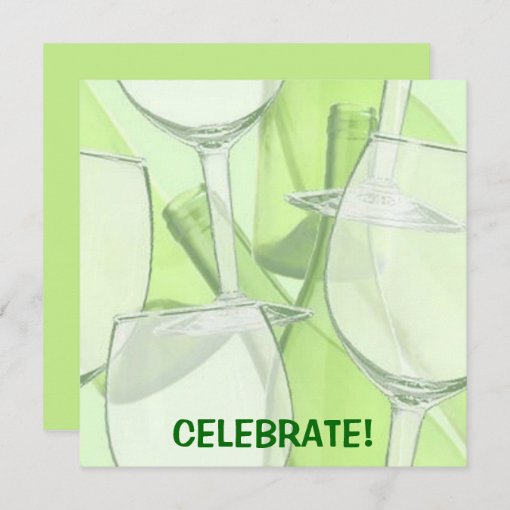 Green Wine Glass Party Invitation | Zazzle