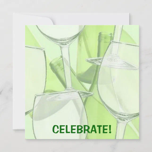 Green Wine Glass Party Invitation | Zazzle