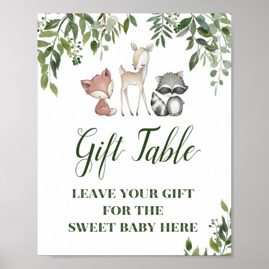 Green Woodland Table Sign - Gift table Sign 8x10 | Zazzle.com