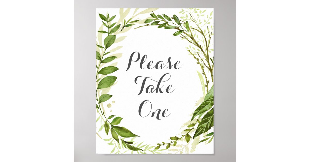 Green Wreath Please Take One Sign Poster, Rustic | Zazzle
