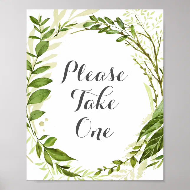 Green Wreath Please Take One Sign Poster, Rustic | Zazzle