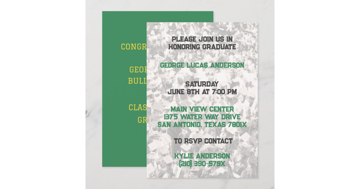 Green Yellow Athlete Player Graduation Invitation | Zazzle
