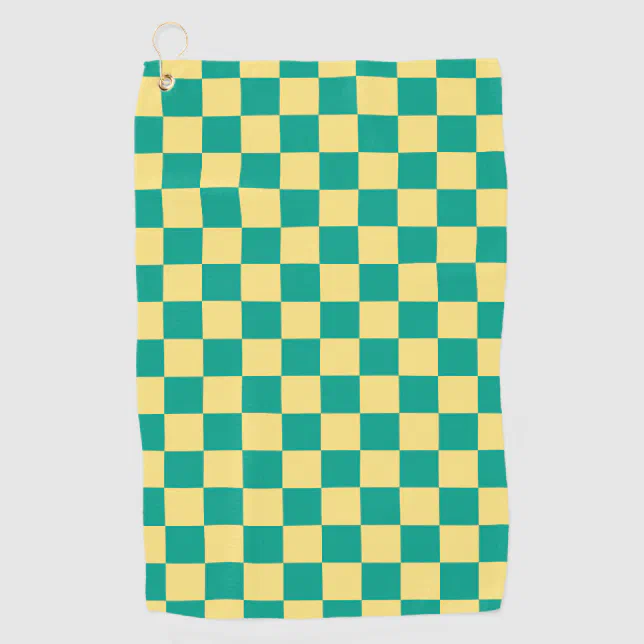 Green + Yellow Checkered Checkerboard Pattern Golf Towel | Zazzle