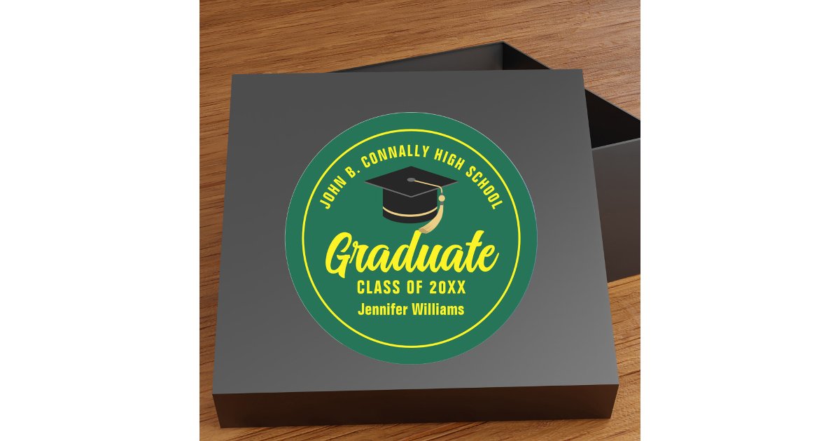 Green Yellow Graduate Custom 2026 Graduation Party Classic Round ...