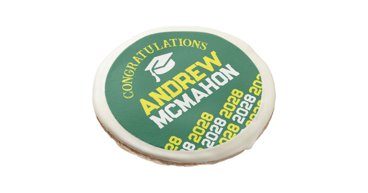 Green & Yellow Graduation Personalized Sugar Cookie | Zazzle