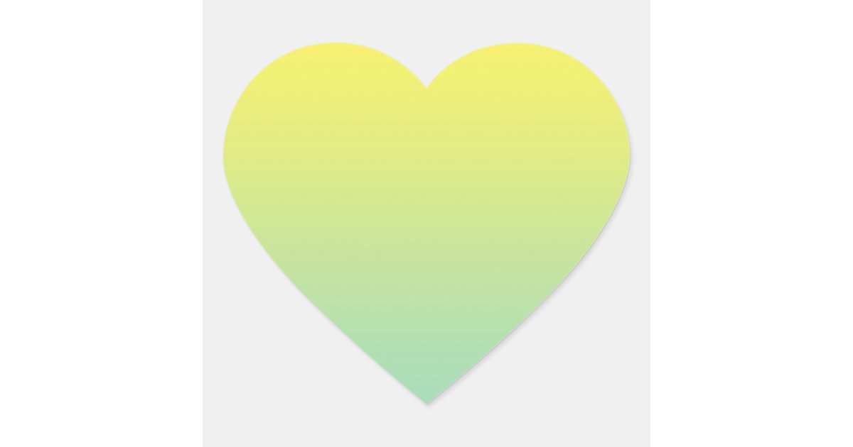 Green & Yellow Ombre Heart Sticker | Zazzle