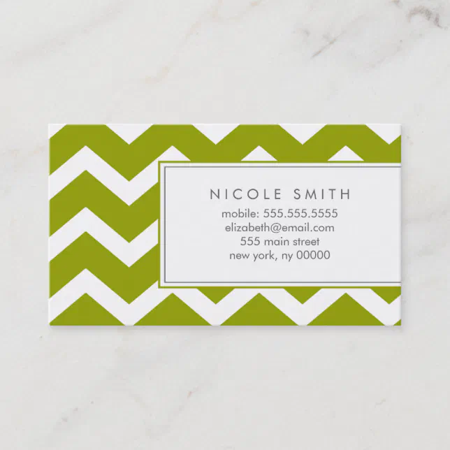 Green Zig Zag Chevron Pattern Calling Cards | Zazzle