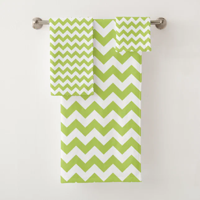 Green Zigzag, Green Chevron, Geometric Pattern Bath Towel Set | Zazzle