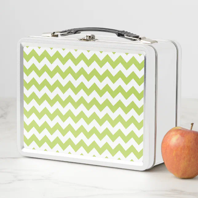 Green Zigzag, Green Chevron, Geometric Pattern Metal Lunch Box | Zazzle
