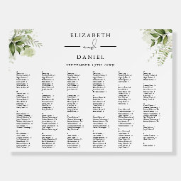 Greenery 200 Names Wedding Seating Chart Sign | Zazzle