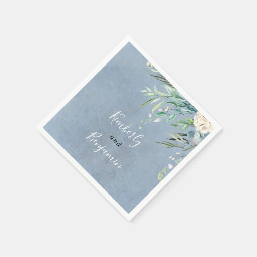 Greenery and Dusty Blue Wedding Napkins | Zazzle Greenery and Dusty Blue Wedding Napkins | Zazzle
