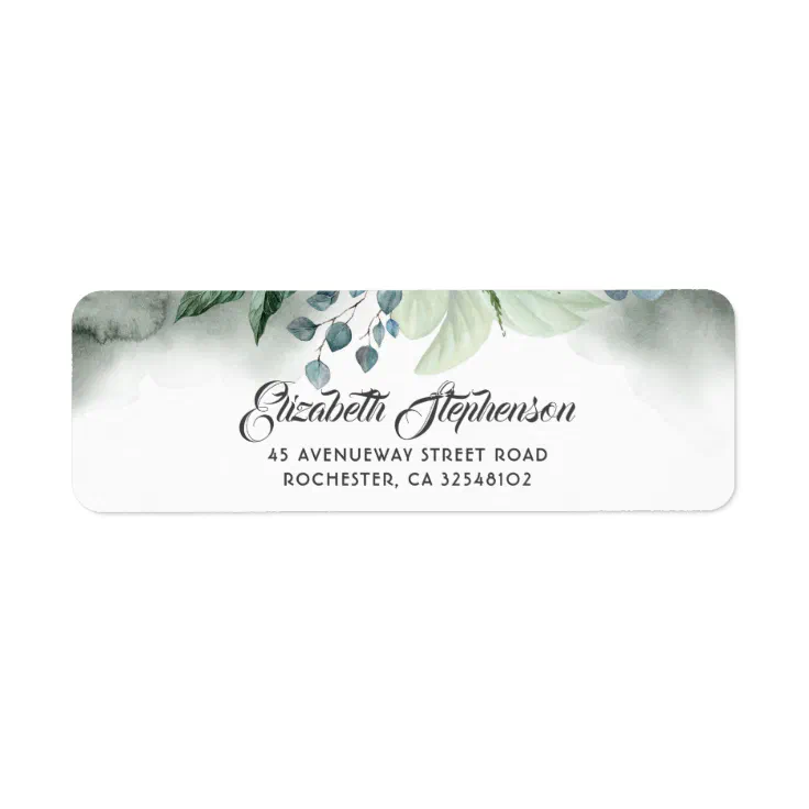 Greenery and Eucalyptus Watercolor Wedding Label | Zazzle