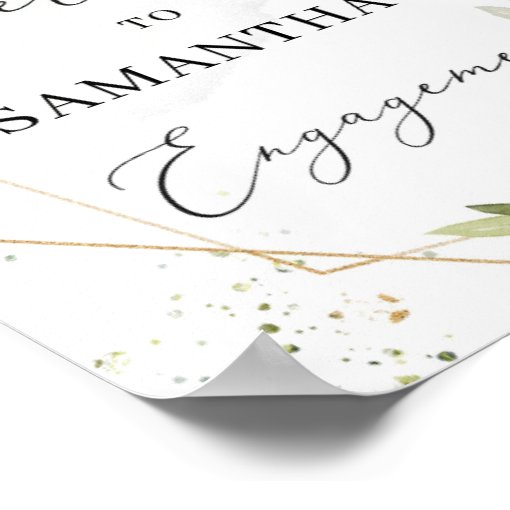 Greenery and Gold Frame Engagement welcome sign | Zazzle