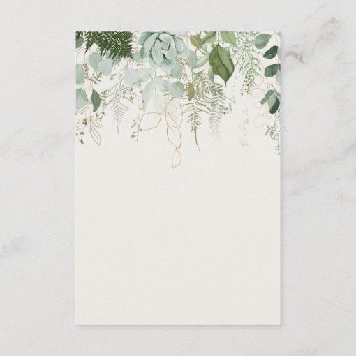 Greenery and Gold Leaf | Navy Schedule of Events Enclosure Card | Zazzle