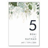 Greenery and Gold Leaf Table Number | Zazzle