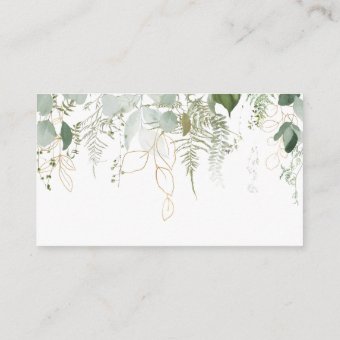 Greenery and Gold Leaf Wedding Website Enclosure Card | Zazzle